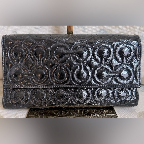 Coach | Bags | Coach Black Patent Leather Wallet Preloved Guc | Poshmark